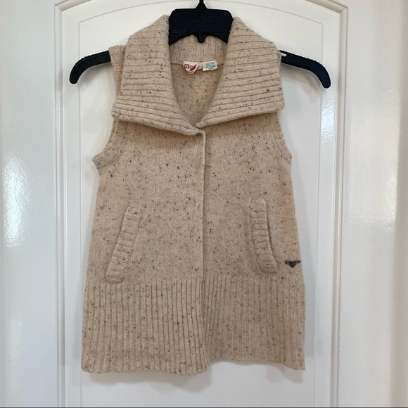Roxy | Shirts & Tops | Roxy Wool Blend Half Button Sleeveless Knit Vest ...